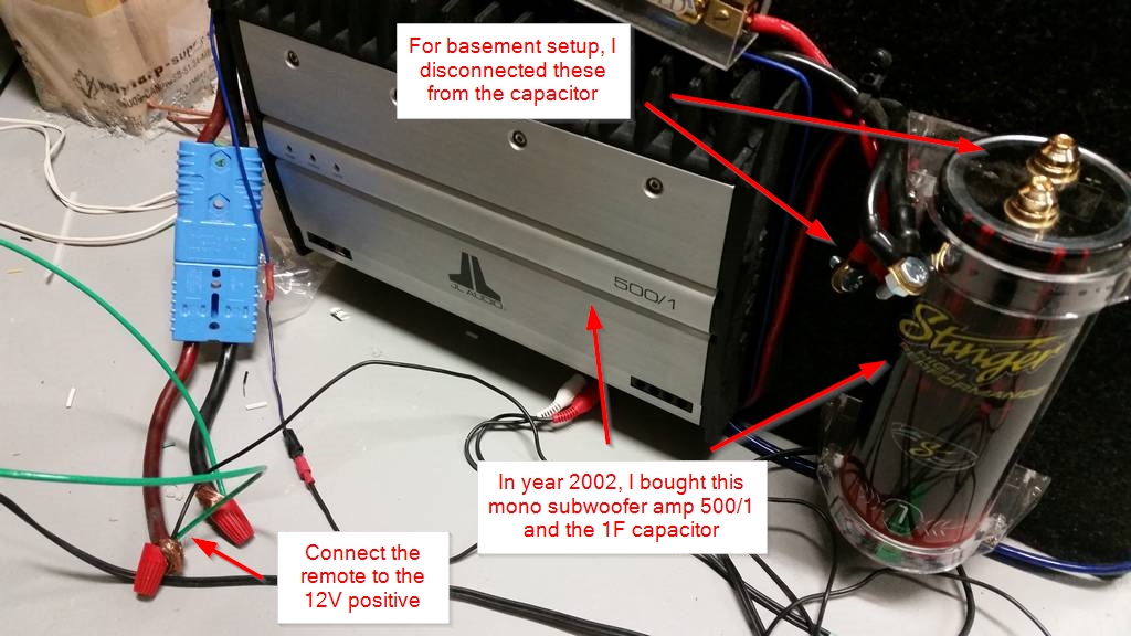 DIY mancave using computer power supply for car audio (JL 12" W6V2) in ...