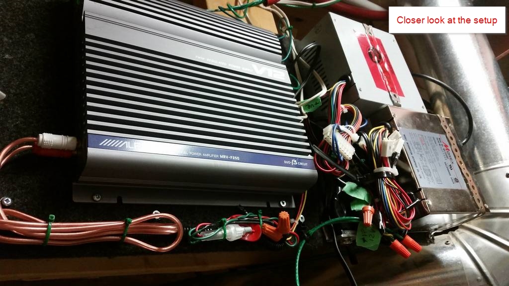 DIY mancave using computer power supply for car audio (JL 12" W6V2) in ...