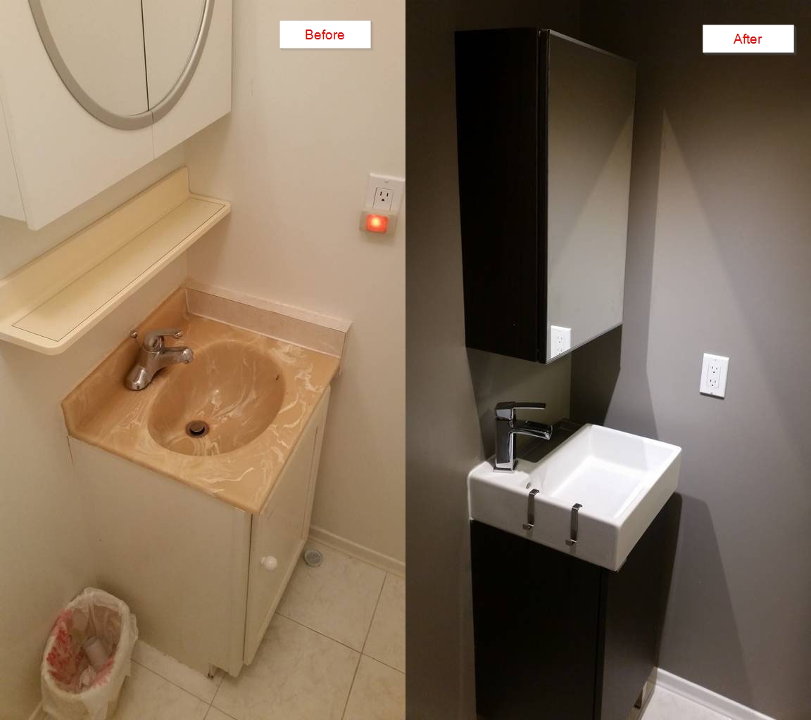 DIY powder room makeover for mother-in-law’s 30 years old house ...