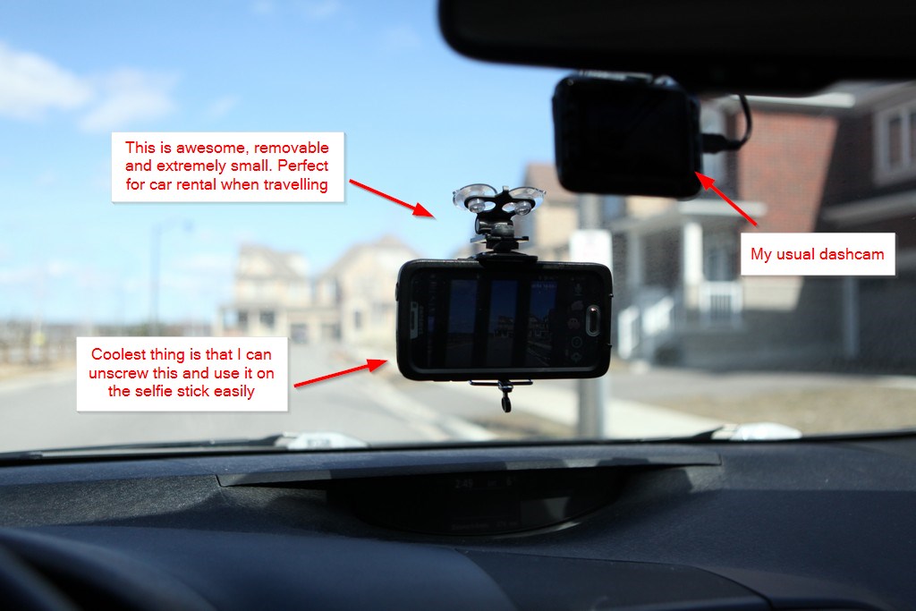 DIY Selfie stick Mod for phone dashcam (car rental when travelling ...